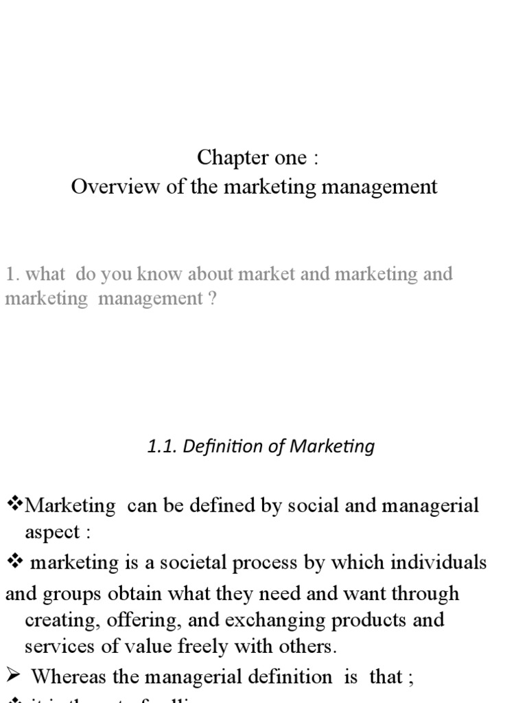 Chapter One: Overview of The Marketing Management | PDF | Demand ...