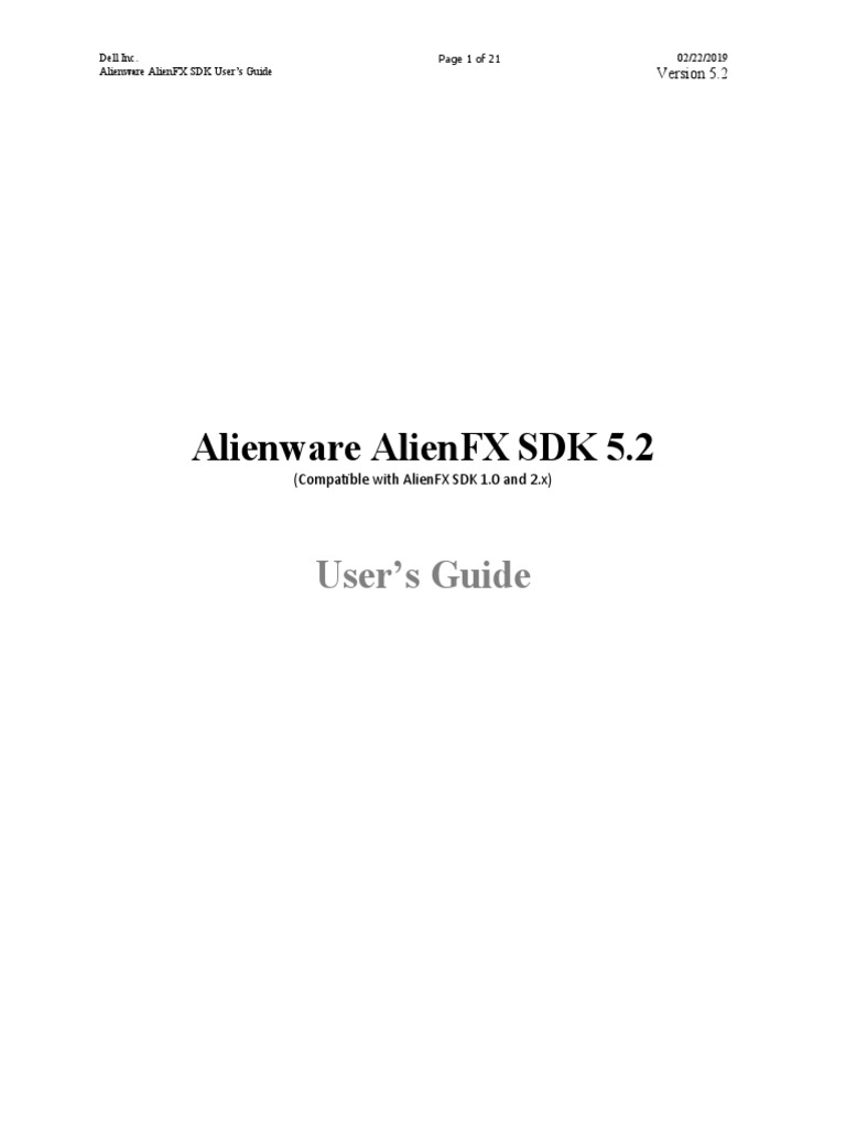 Alienware AlienFX API | PDF | Library (Computing) | Parameter (Computer Programming)