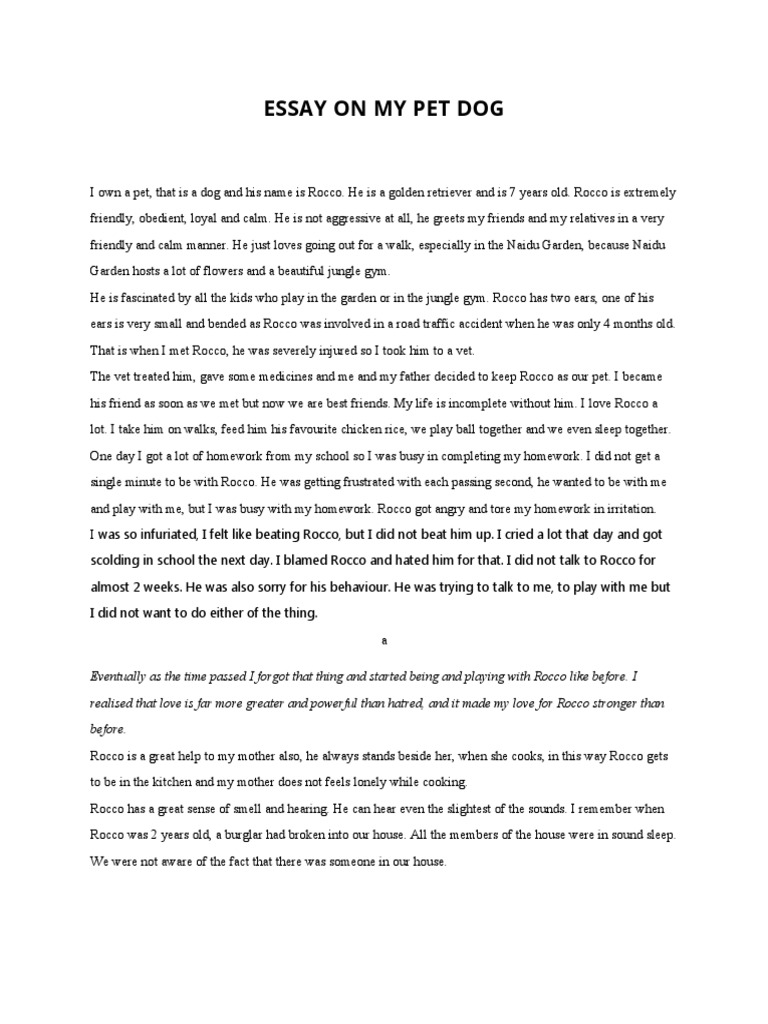 Essay On My Pet Dog | PDF