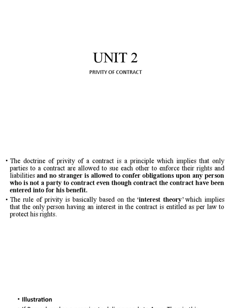 Unit 2 A2 Privity of Contract | PDF | Consideration | Legal Concepts