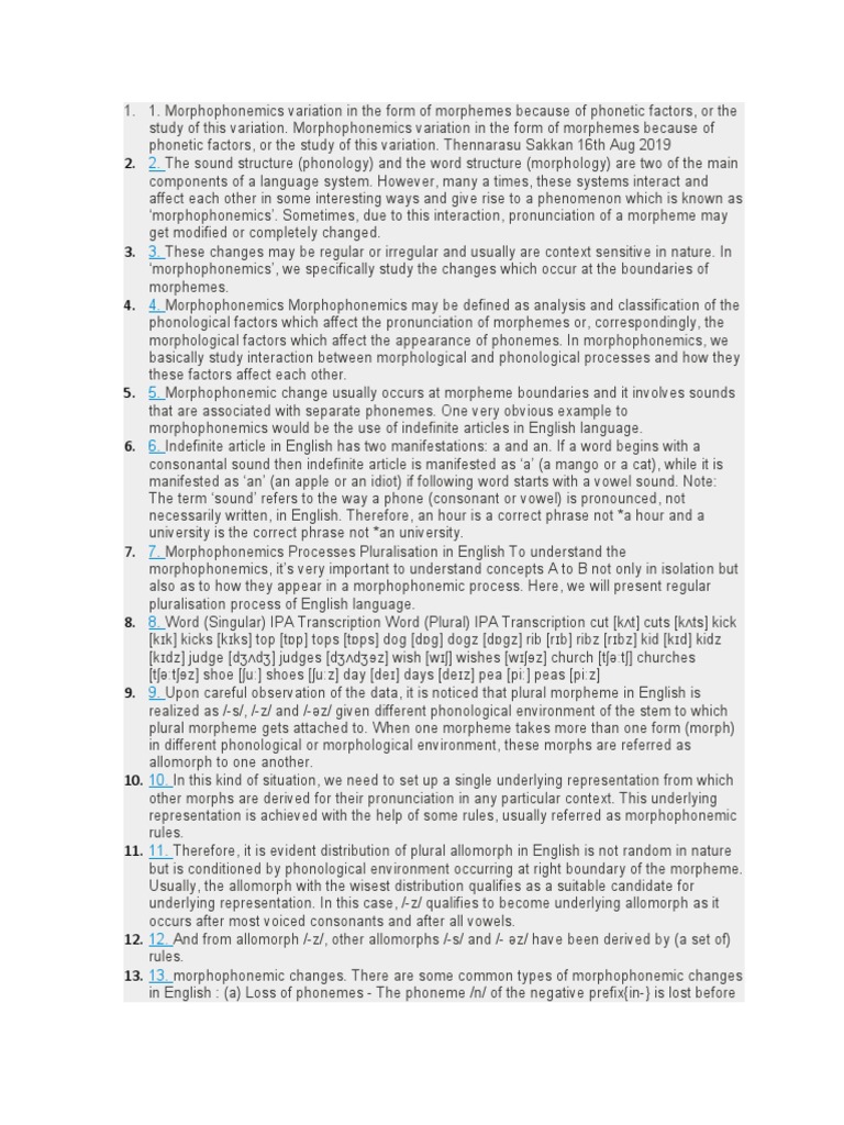 Morphophonemics | PDF | Morphology (Linguistics) | Phoneme