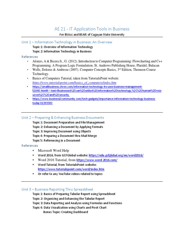 IT Application Tools for Business Education | PDF | Microsoft Excel ...