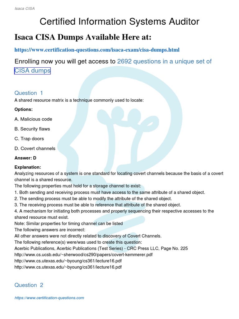 Cisa Question | PDF | Risk Management | Risk