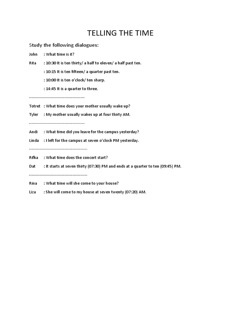 How to Tell Time in English | PDF