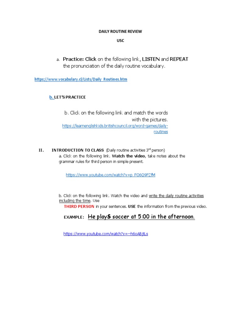 Daily Routine Review | PDF