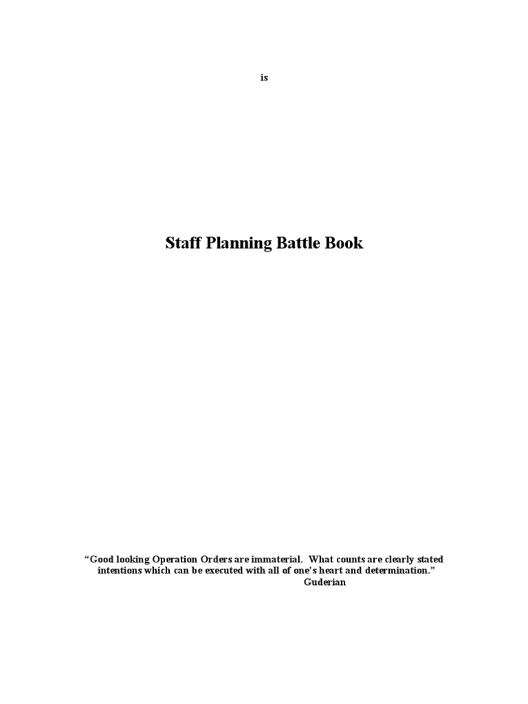 Staff Planning Battle Book Guide | PDF | Reconnaissance | Maneuver Warfare