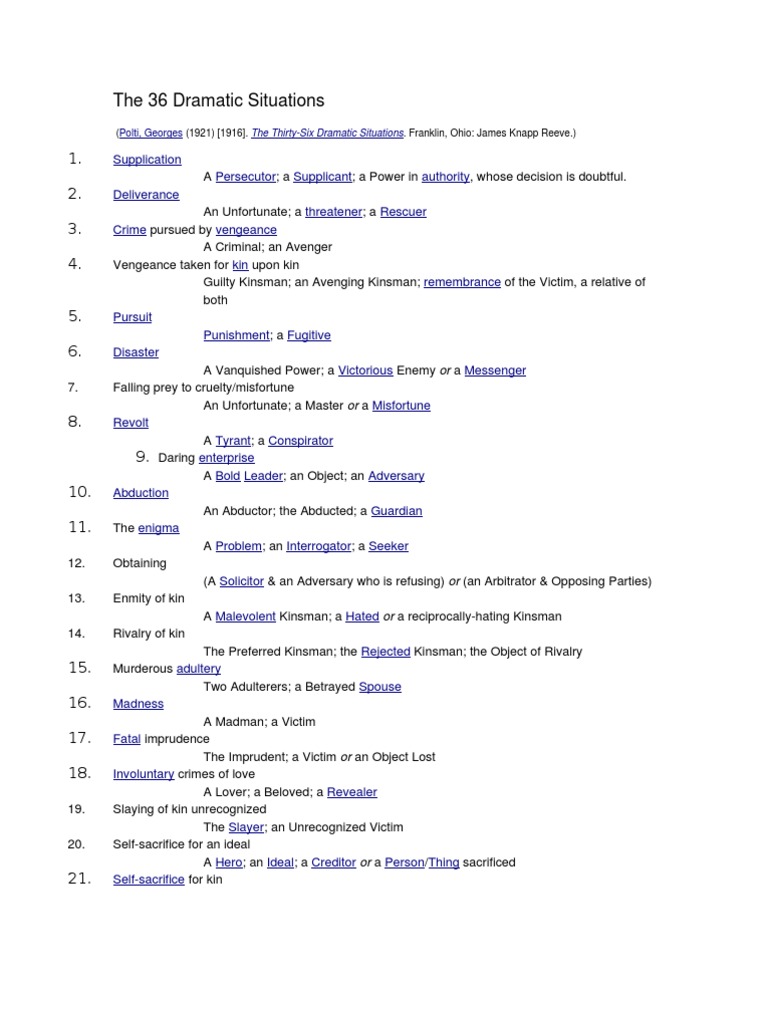 Overview of the 36 Dramatic Situations | PDF | Adultery