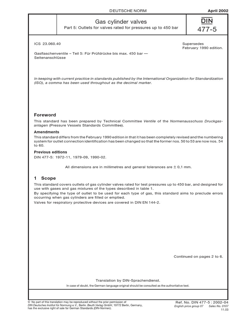 Din 477 5 PDF | PDF | Materials | Gases