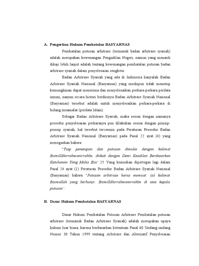 Pembatalan Putusan Basyarnas | PDF