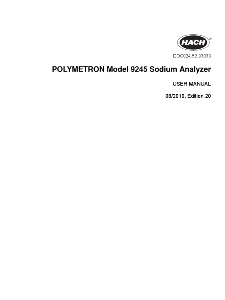 Polymetron MODEL 9245 - SODIUM ANALYZER | Download Free PDF | Nature