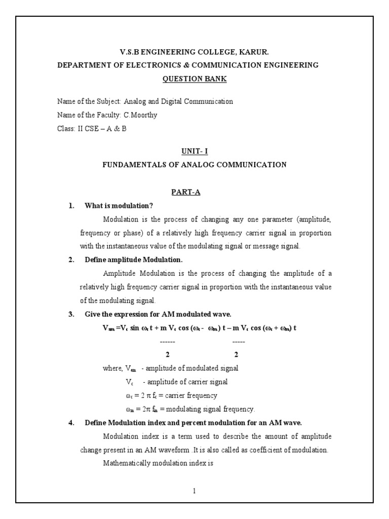 Adc Two Marks | PDF | Frequency Modulation | Modulation
