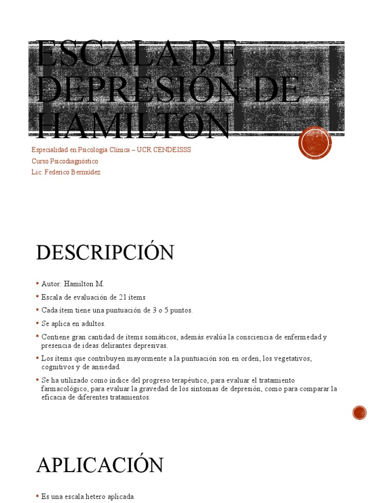 Escala de Depresión de Hamilton: Guía Clínica | PDF