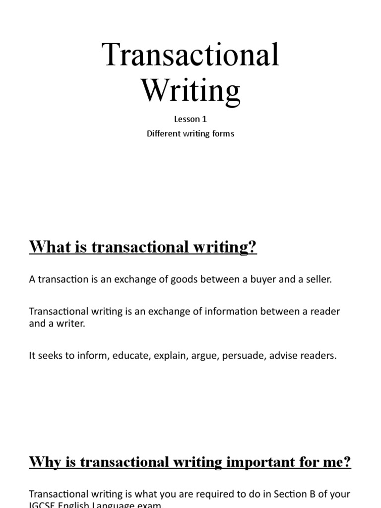 Transactional Writing: Lesson 1 Different Writing Forms | PDF | News ...