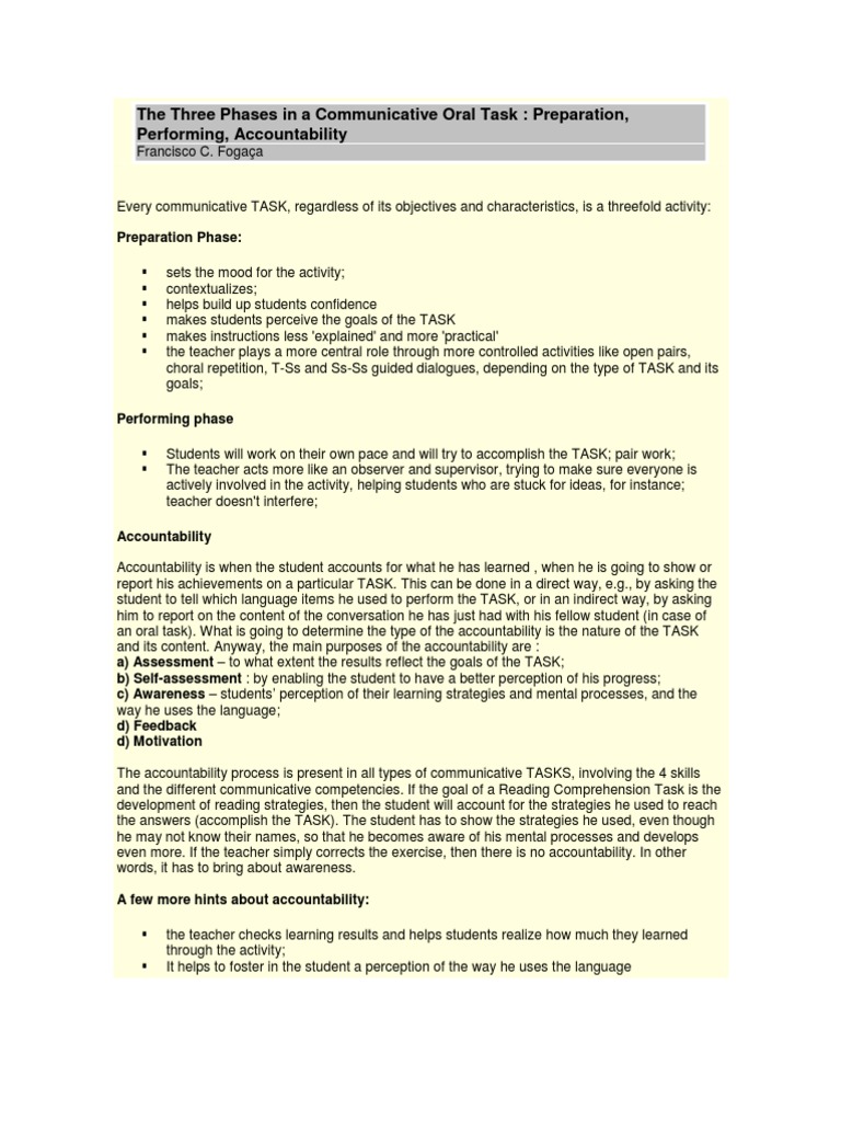 The 3 Phases in A Communicative Oral Task | PDF | Reading Comprehension ...