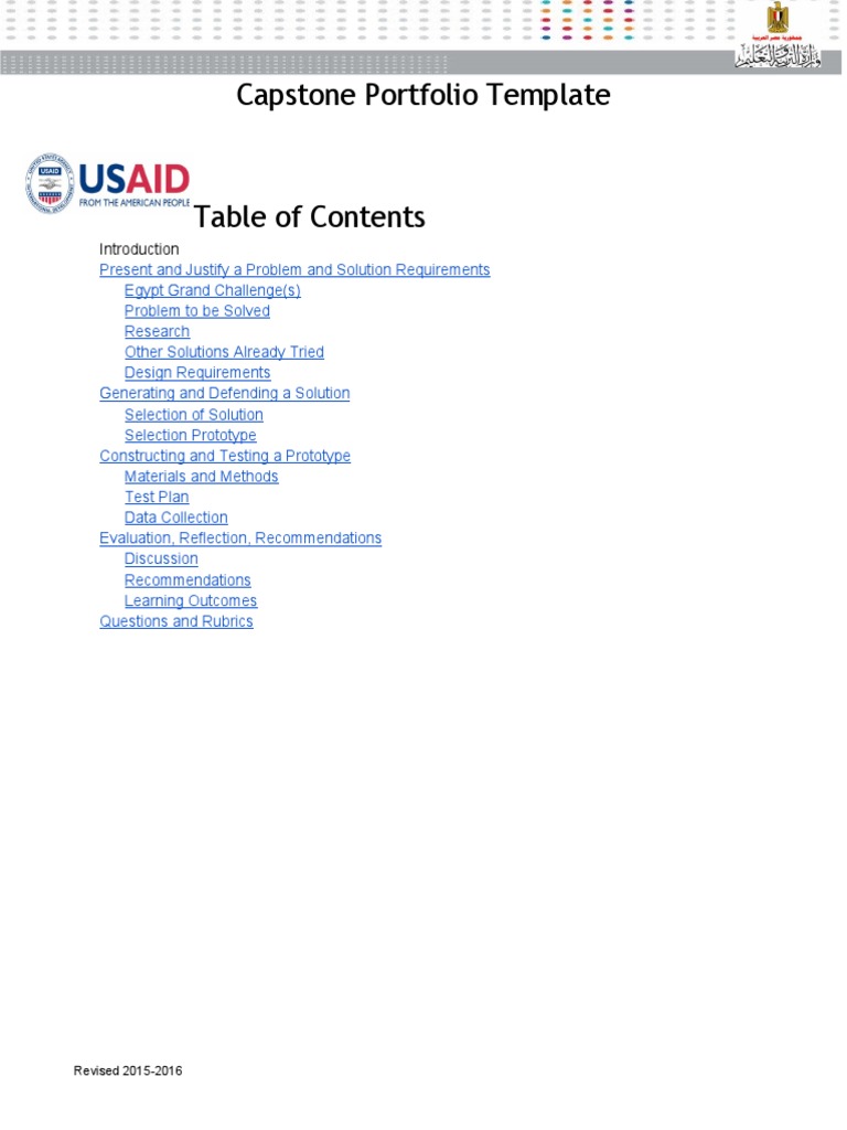 Capstone Portfolio Template: Revised 2015-2016 | Download Free PDF ...