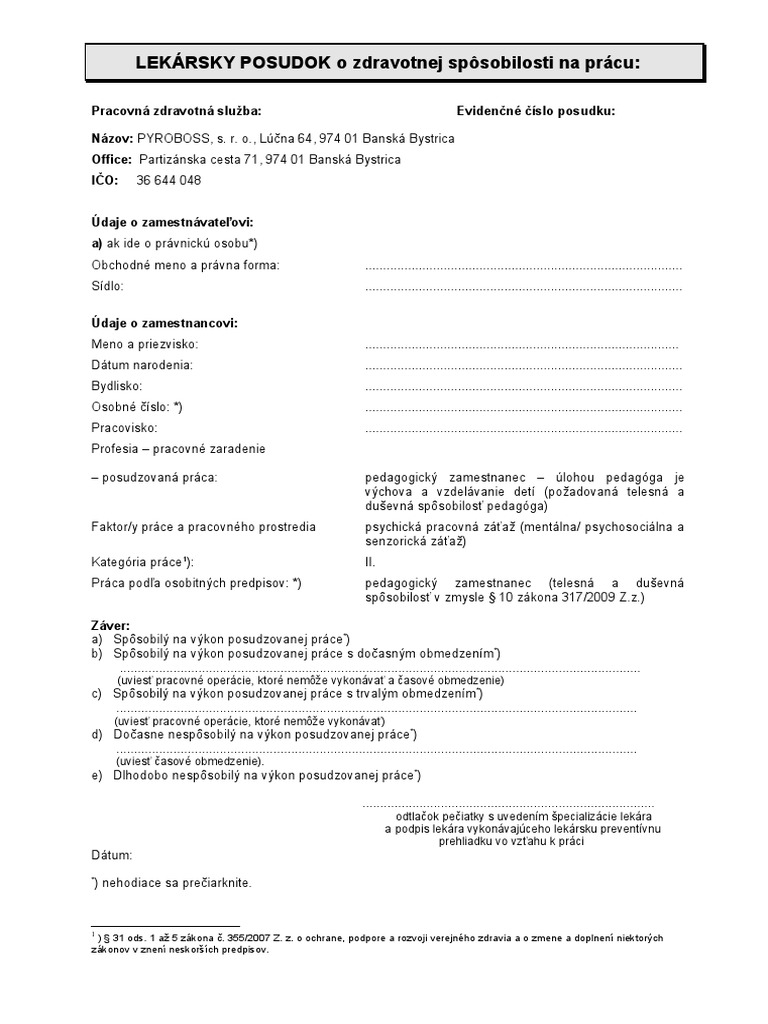 Lekarsky Posudok | PDF