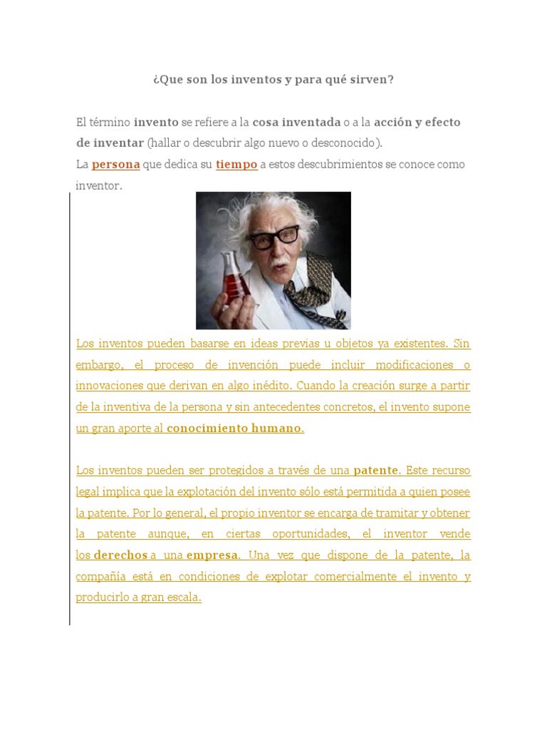 ¿Que Son Los Inventos y para Que Sirven | PDF | Invención | Patentar
