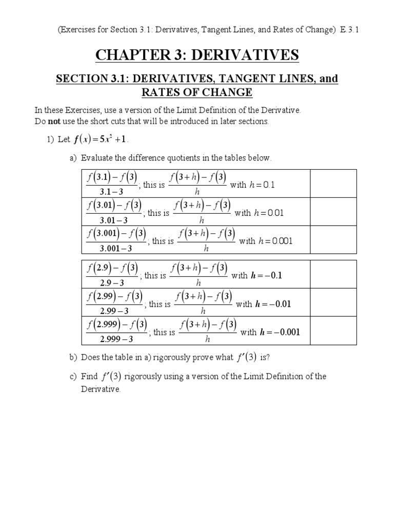 Exercises For Section Derivatives | PDF | Derivative | Trigonometric ...