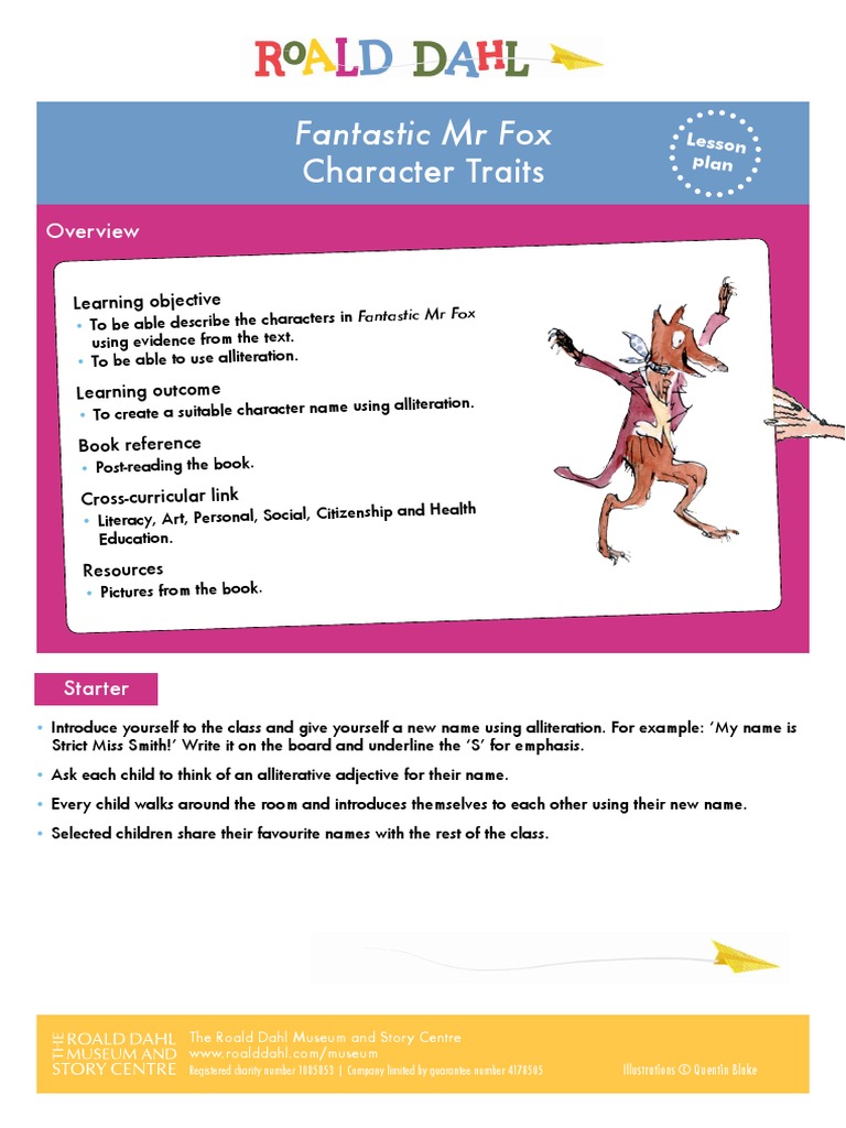 Character Traits: Fantastic MR Fox | PDF
