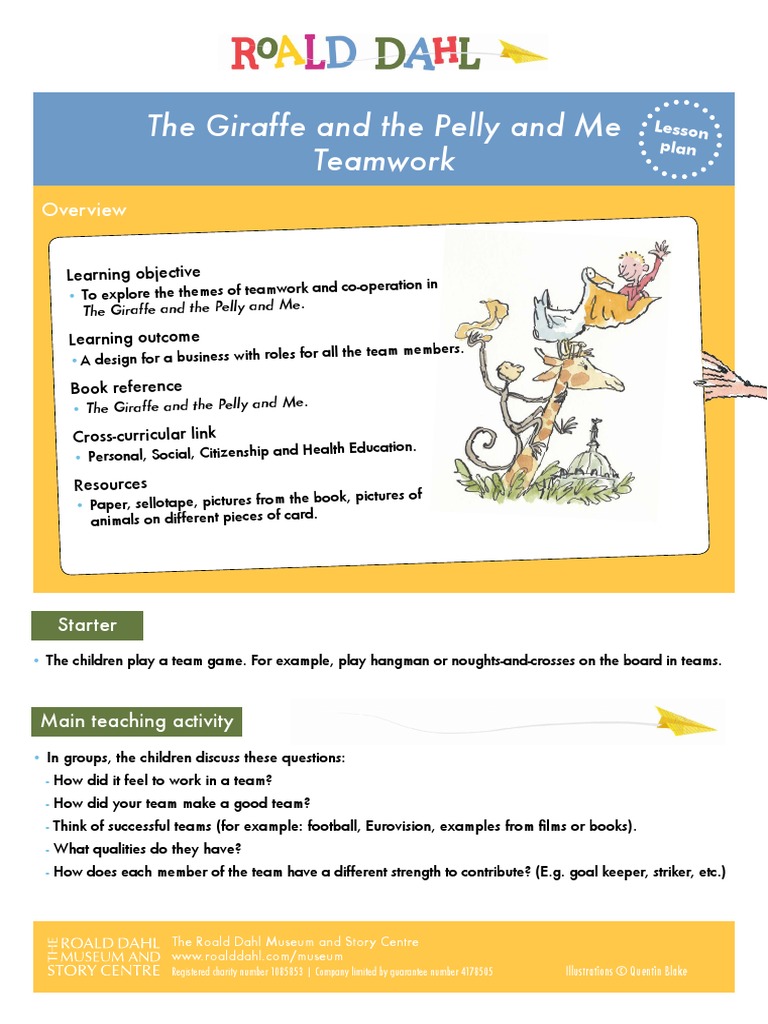 The Giraffe and The Pelly and Me Teamwork: Learning Objective | PDF ...