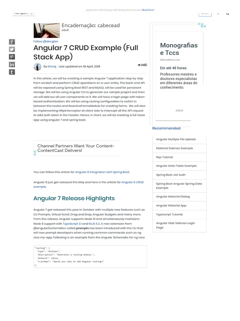 Angular 7 CRUD with Spring Boot | PDF | Java Servlet | Command Line ...