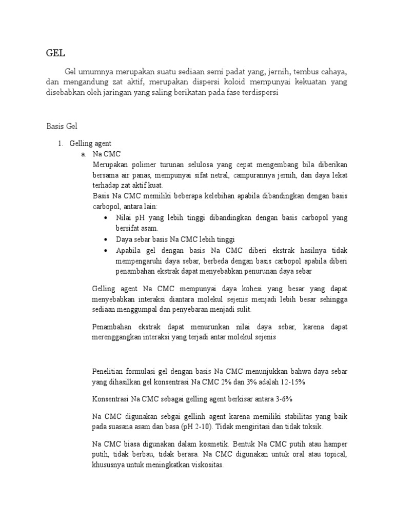 Gelling Agent dalam Formulasi Gel Kosmetik | PDF