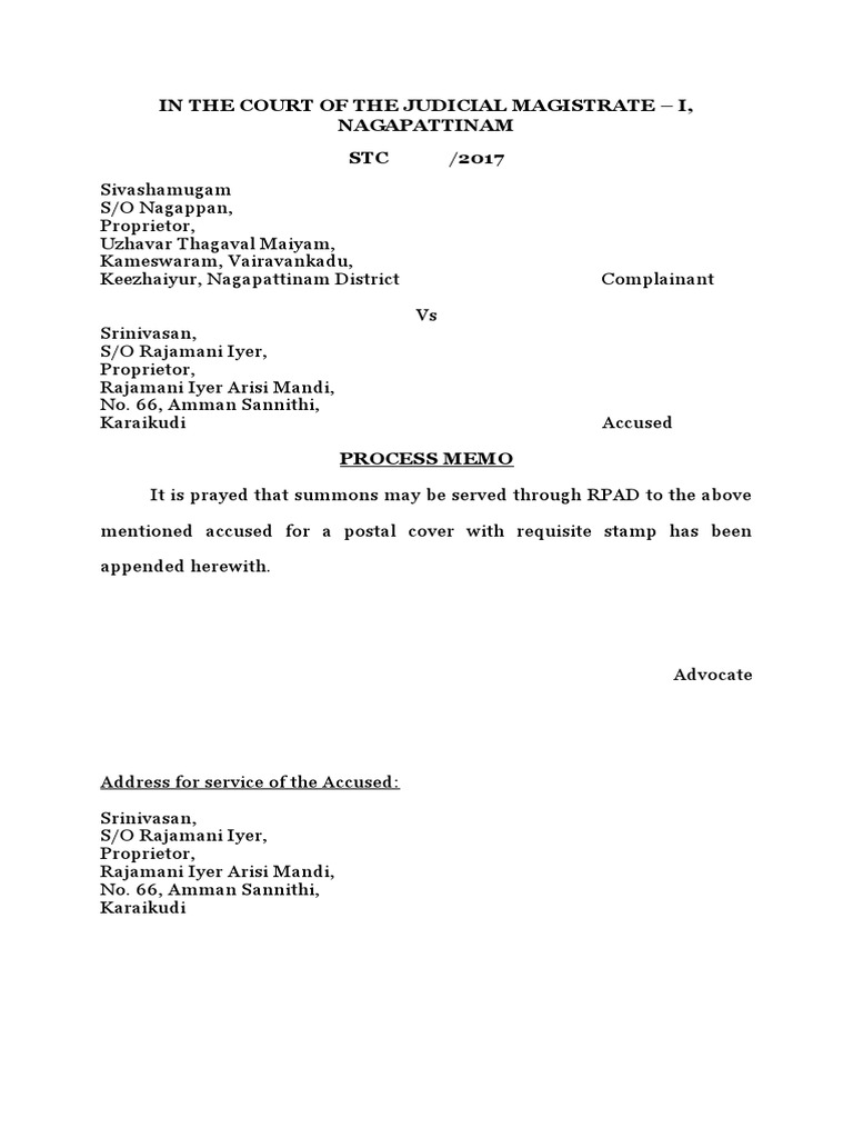 Process Memo (Criminal) | PDF