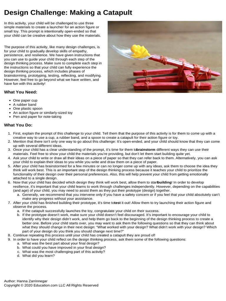 Design Challenge: Making A Catapult: What You Need | PDF | Design ...