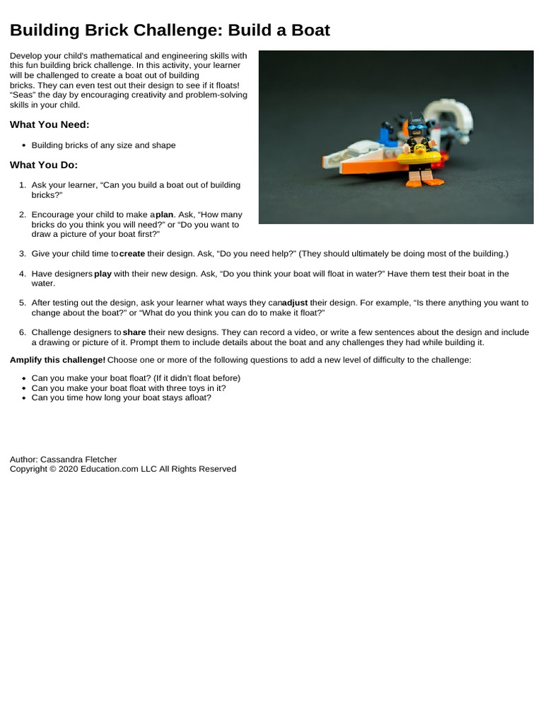 Building Brick Challenge: Build A Boat: What You Need | PDF