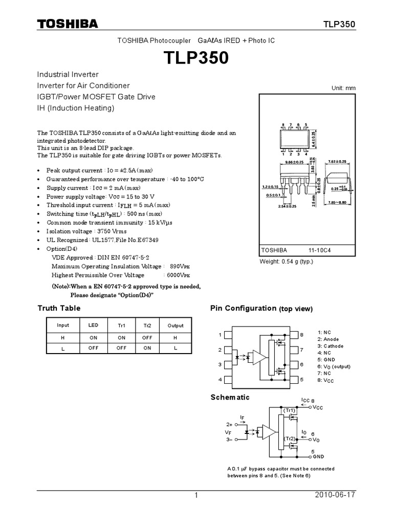 Datasheet TLP350 PDF | PDF | Reliability Engineering | Capacitor