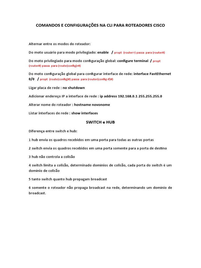 Comandos CLI para Roteadores Cisco | PDF | Computadores