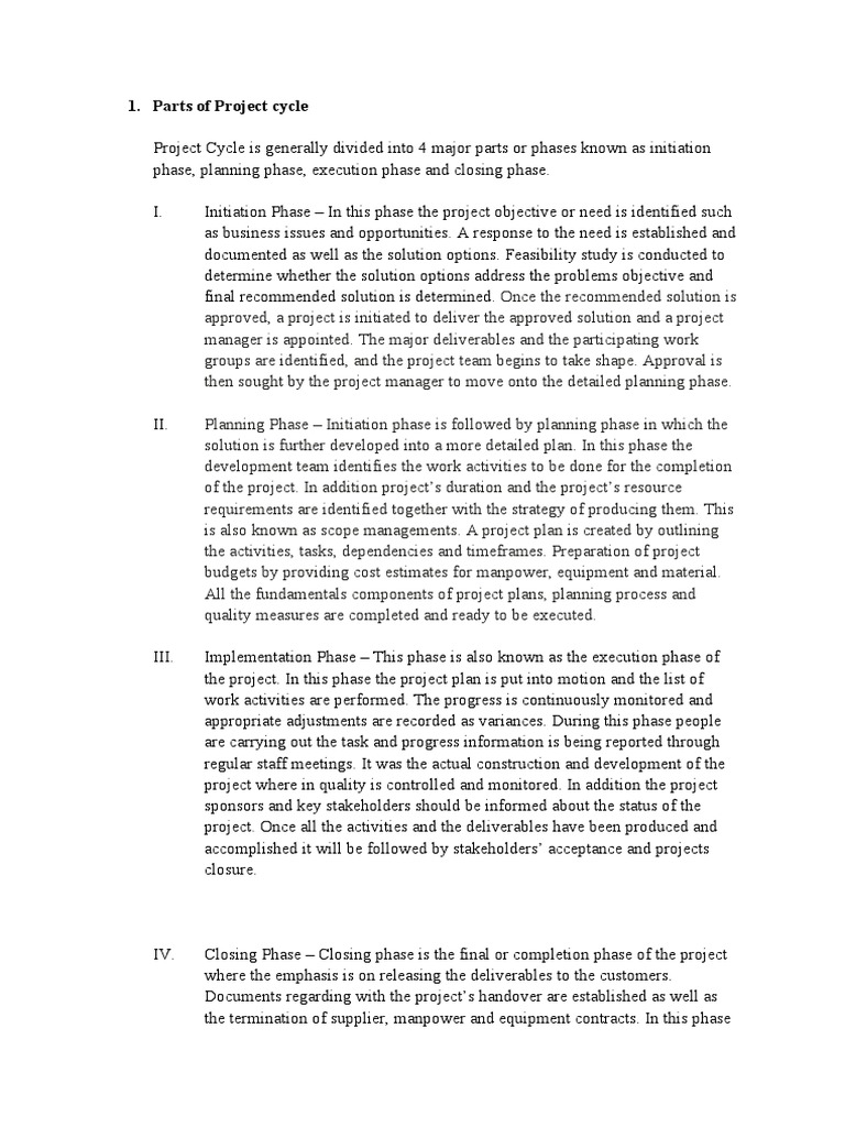 Parts of Project Cycle | PDF | Project Management | Business
