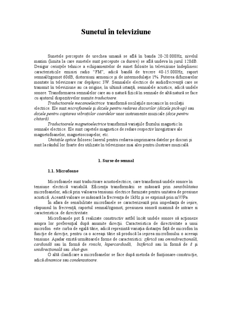 Sunetul in TV | PDF