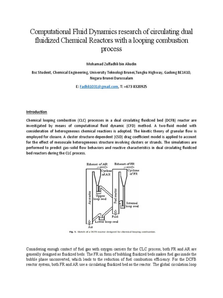 Computational Fluid Dynamics Research of Circulating Dual Fluidized Chemical Reactors With A ...