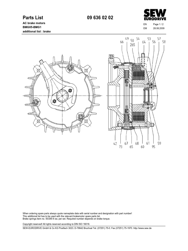 Parts List 09 636 02 02: AC Brake Motors BMG05-BMG1 Additional List ...
