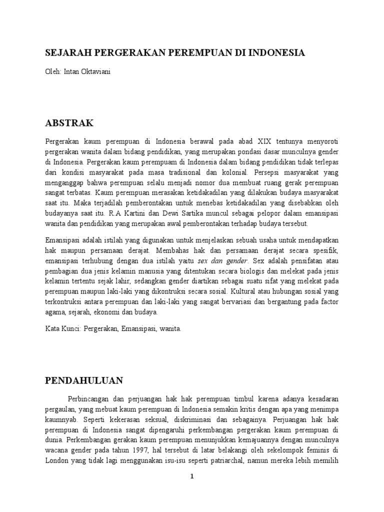 Sejarah Pergerakan Wanita Di Indonesia | PDF