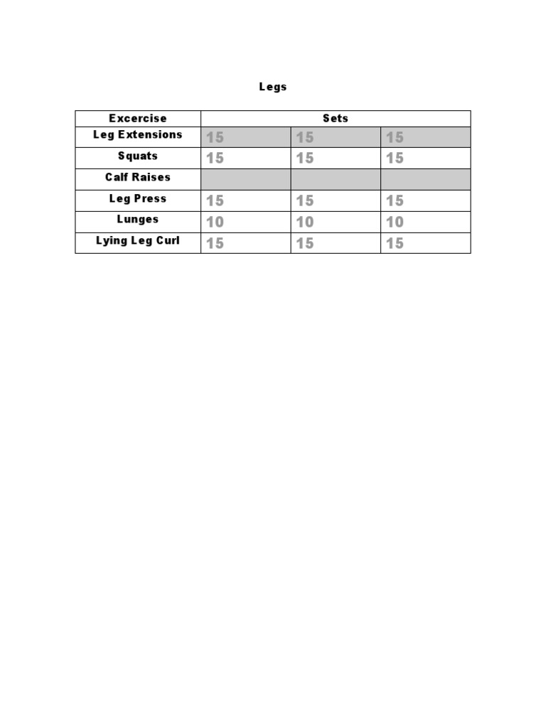 Leg Workout Routine with Sets | PDF