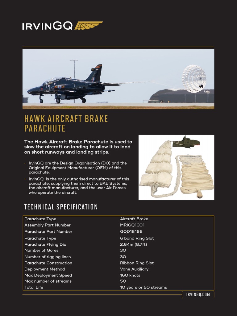 Hawk Aircraft Brake Parachute: Technical Specification | PDF