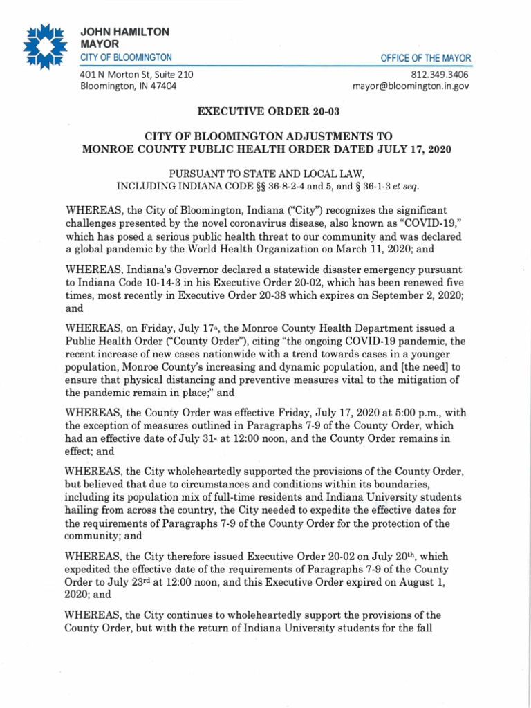 Executive Order 20-03-0 | Download Free PDF | Executive Order | Public ...