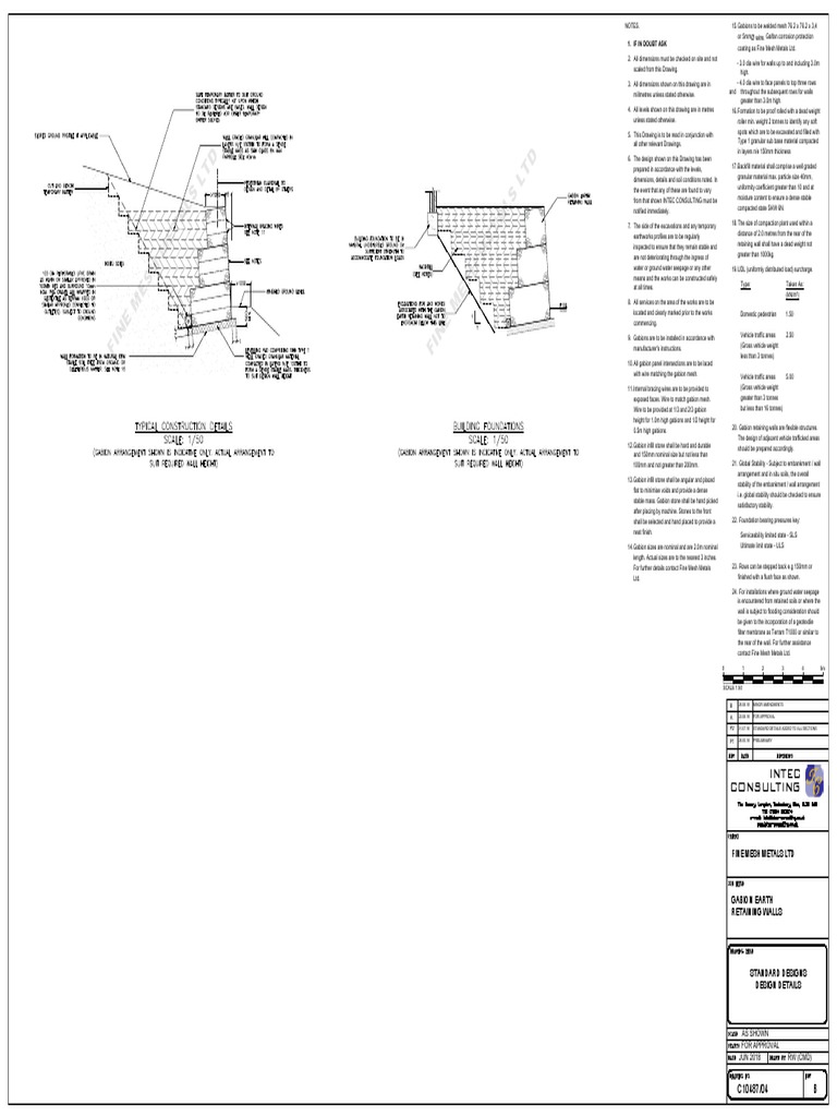 Gabion Retaining Wall Design Notes and Construction Details | PDF ...