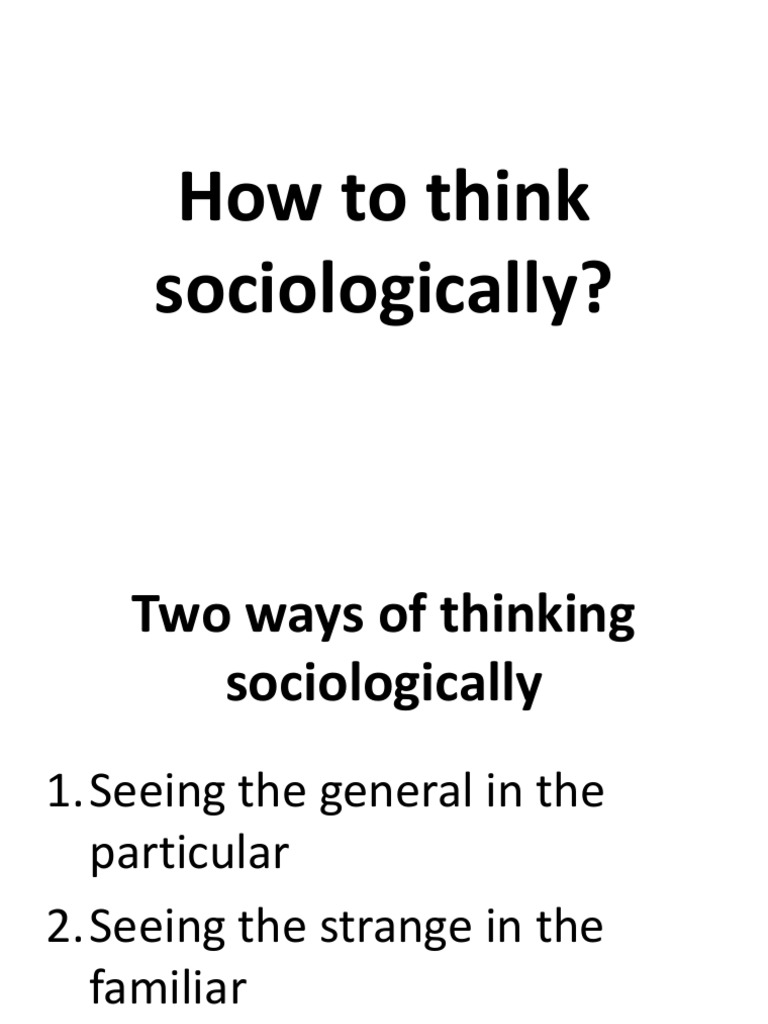 How To Think Sociologically | PDF | Self-Improvement | Science & Mathematics