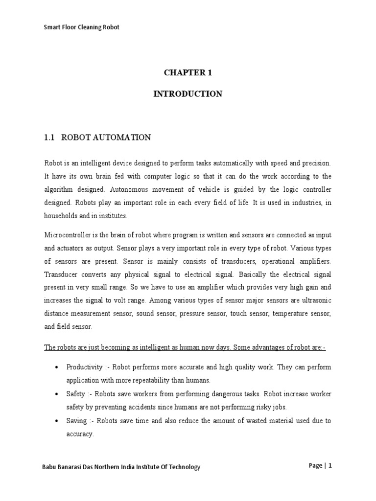 Smart Floor Cleanng Robot | PDF | Arduino | Electrical Engineering
