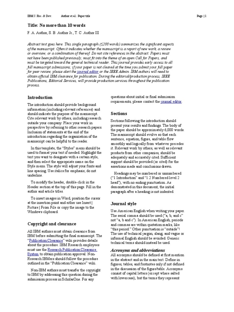 IBM Manuscript Preparation Template.V18 | PDF | Punctuation | Bracket