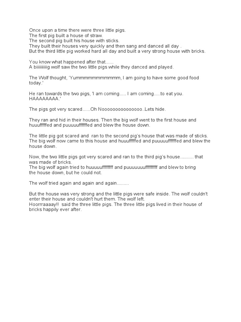 Three Little Pigs Story Script | PDF