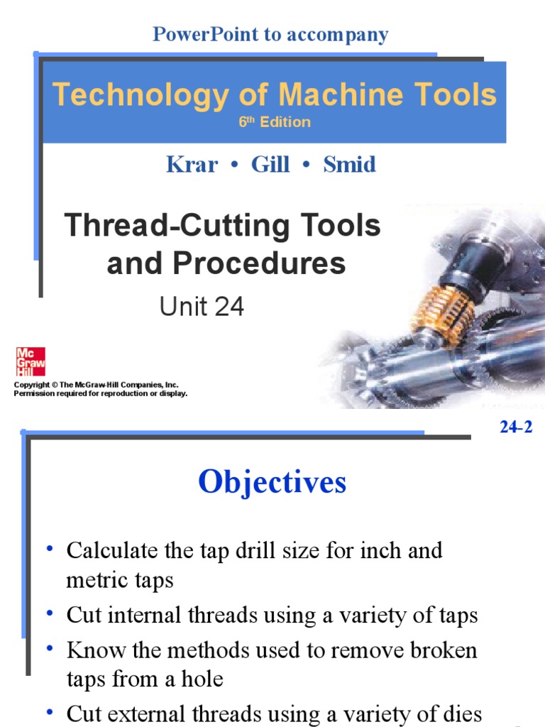Technology of Machine Tools: Thread-Cutting Tools and Procedures ...