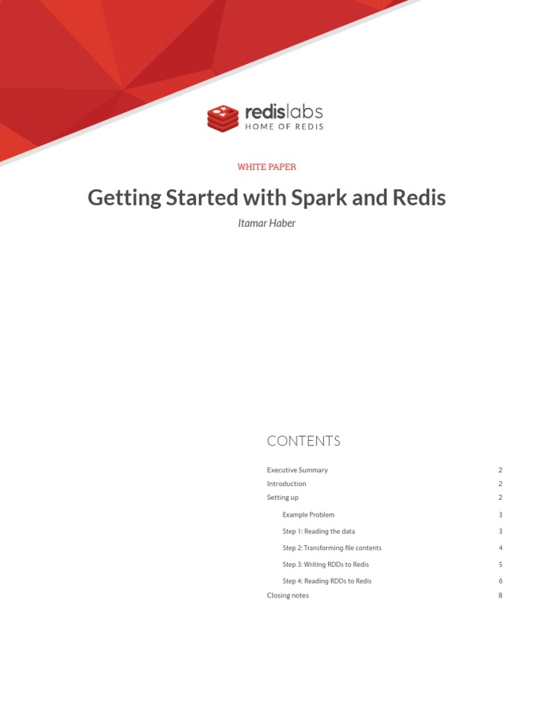 Getting Started With Spark Redis PDF | PDF | Apache Spark | Information Science