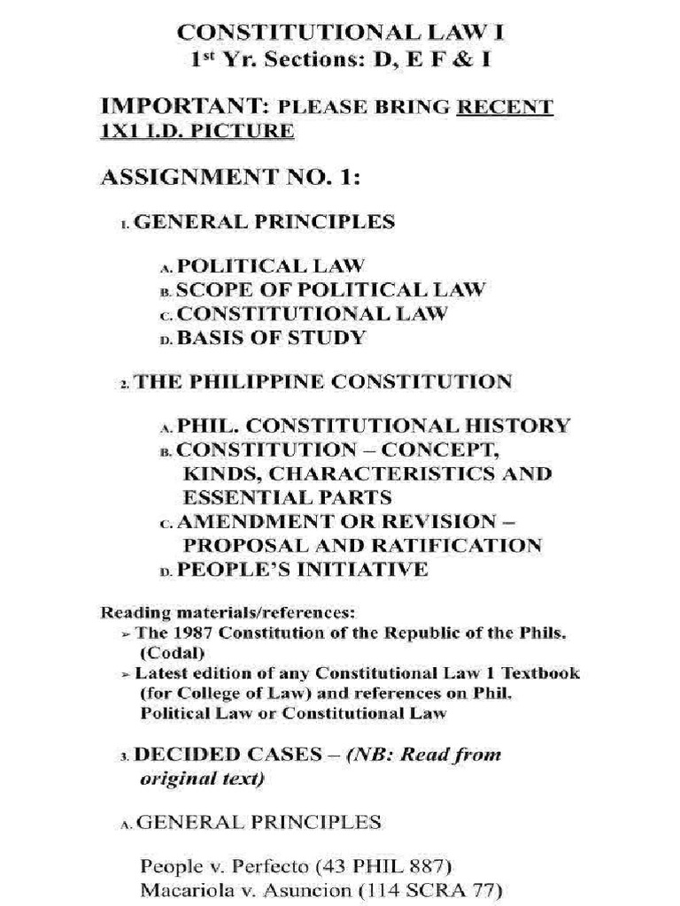 Consti 1 Syllabus Incomplete | PDF