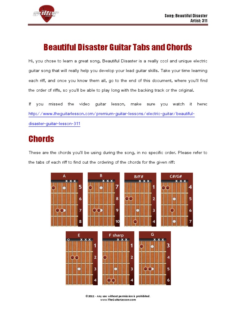 Beautiful Disaster Guitar Tabs and Chords | PDF | Musical Compositions ...