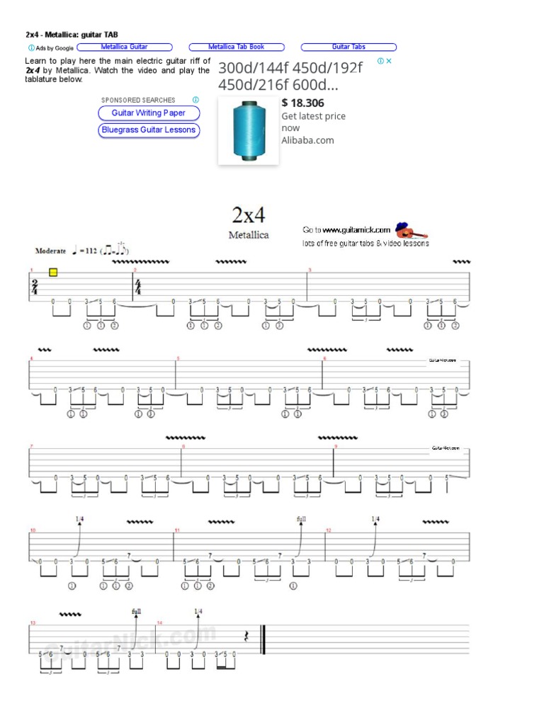 2x4 - Metallica - Guitar TAB | PDF
