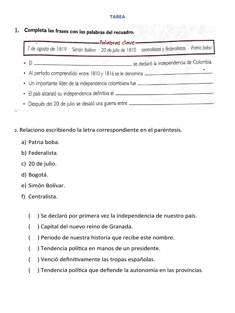 Independencia de Colombia para Básica Primaria | PDF | Historia